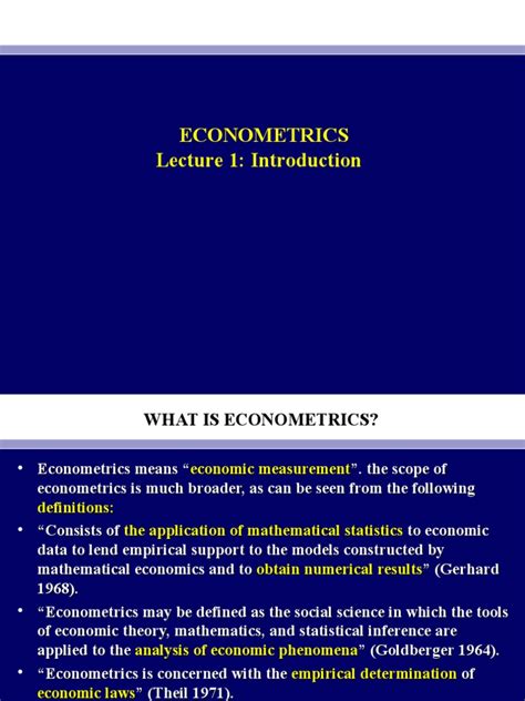 an introduction to econometrics what is econometrics why it is a separate discipline and the
