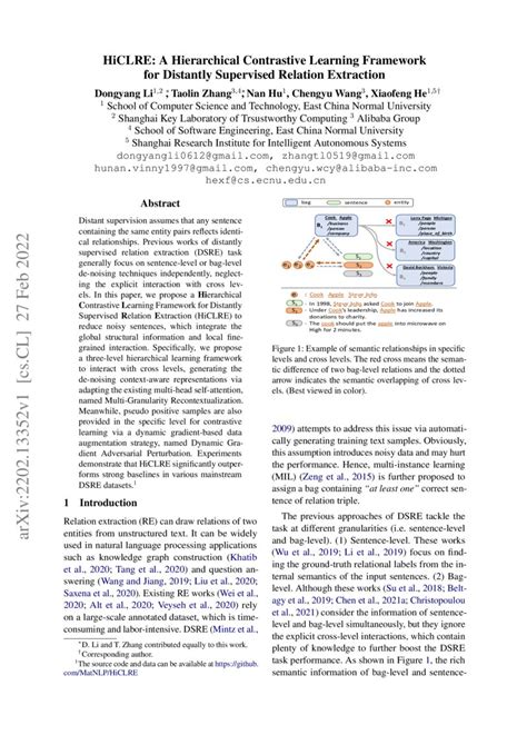 hiclre a hierarchical contrastive learning framework for distantly supervised relation