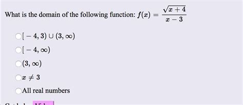 solved what is the domain of the following function f x