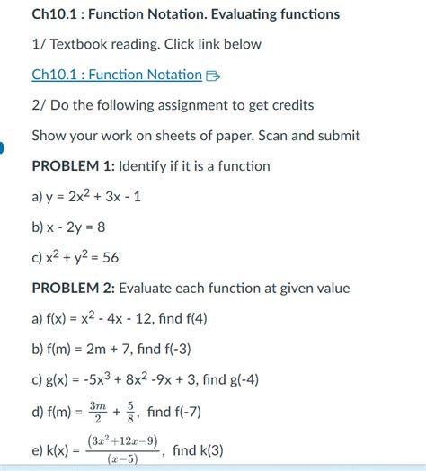 solved ch10 1 function notation evaluating functions 1