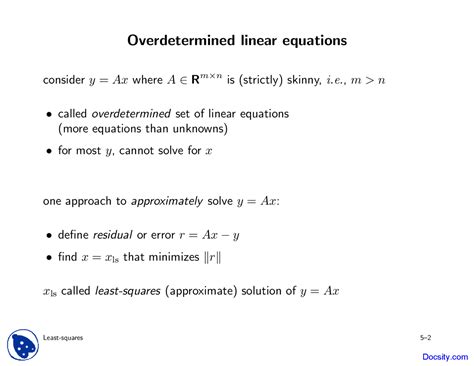 overdetermined linear equations matrix computation lecture slides docsity