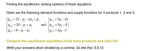 solved finding the equilibrium solving systems of linear
