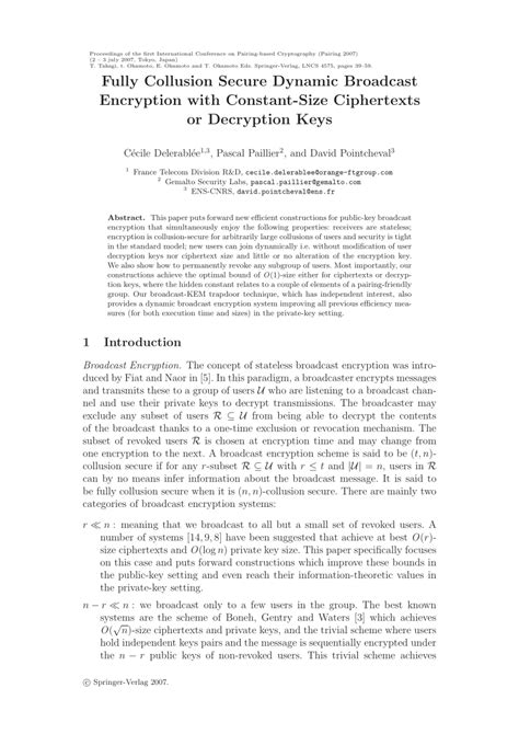 pdf fully collusion secure dynamic broadcast encryption with constant size ciphertexts or
