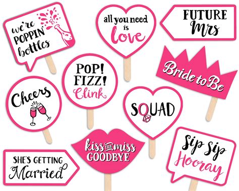 Engagement Party Printable Photo Booth Props Pink Black And Etsy