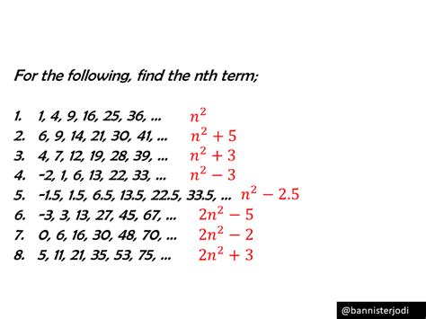 nth term of a quadratic sequence simple variation theory
