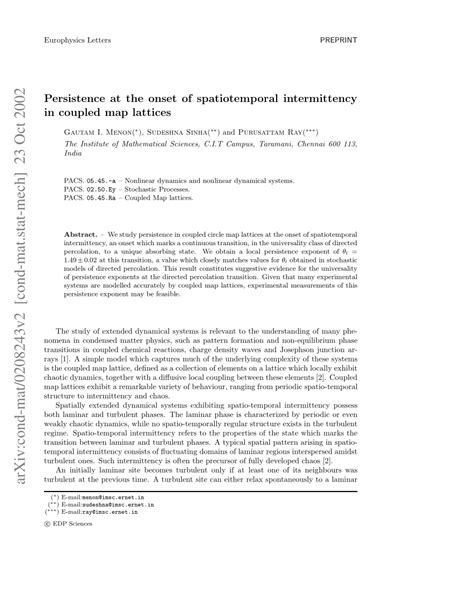 pdf persistence at the onset of spatiotemporal intermittency in coupled map lattices