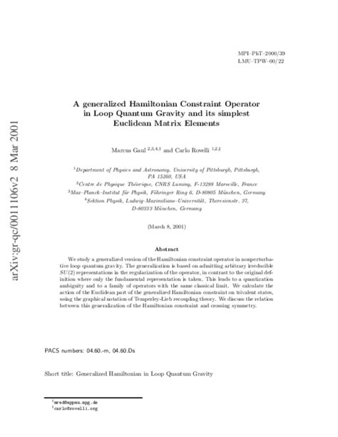 pdf a generalized hamiltonian constraint operator in loop quantum gravity and its simplest