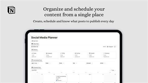 Notion Social Media Planner Productivity Template