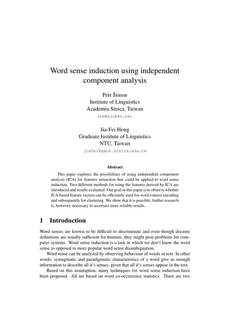 pdf word sense induction using independent component analysis