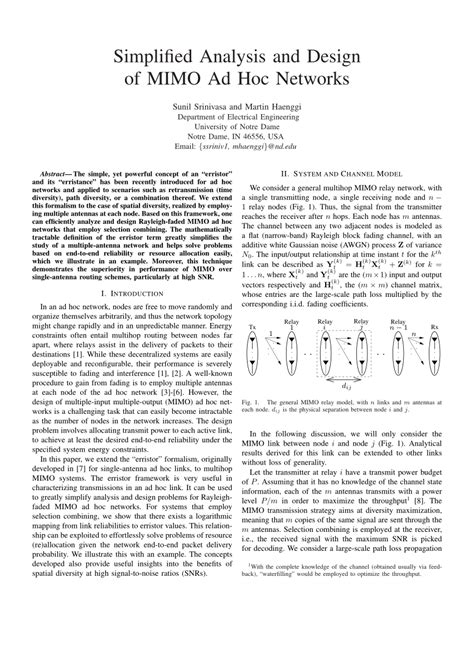 pdf simplified analysis and design of mimo ad hoc networks