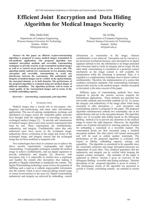pdf efficient joint encryption and data hiding algorithm for medical images security