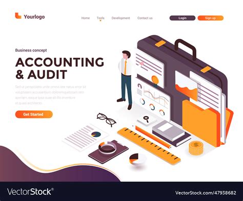 Flat Color Modern Isometric Concept Accounting Vector Image