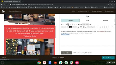 adding a text hyperlink to your mailchimp email template youtube