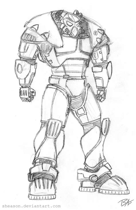 Enclave Remnants Power Armor Redesign Sketch By Sheason On Deviantart Power Armor Fallout