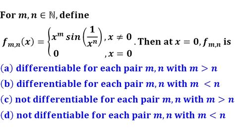 continuity and differentiability function of one variable college calculus iit jam 2015