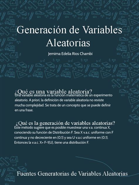 generacion de variables aleatorias pdf variable aleatoria función matemáticas