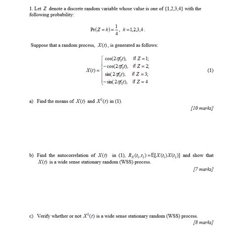 1 let z denote a discrete random variable whose