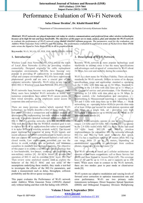 pdf performance evaluation of wi fi network