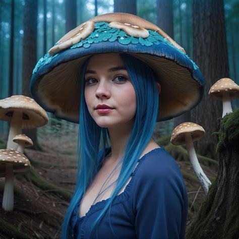 Premium Ai Image Female Fantasy Character With Big Mushroom On Head