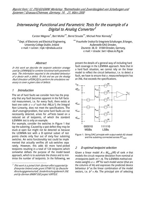 pdf interweaving functional and parametric tests for the example of a digital to analog converter