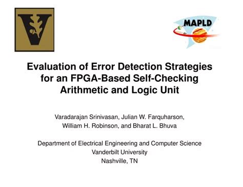 ppt evaluation of error detection strategies for an fpga based self checking arithmetic and