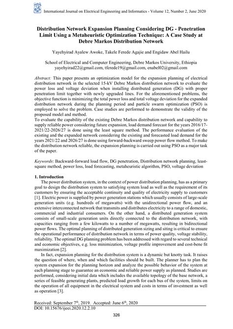 pdf distribution network expansion planning considering dg penetration limit using a