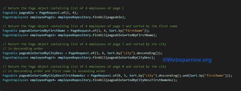 spring boot pagination and sorting using spring data jpa websparrow
