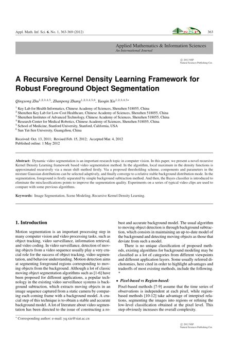 pdf a recursive kernel density learning framework for robust foreground object segmentation