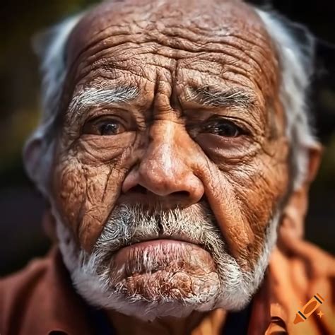 Close Up Portrait Photograph Of An Old Man Who Has Seen Many Sunsets