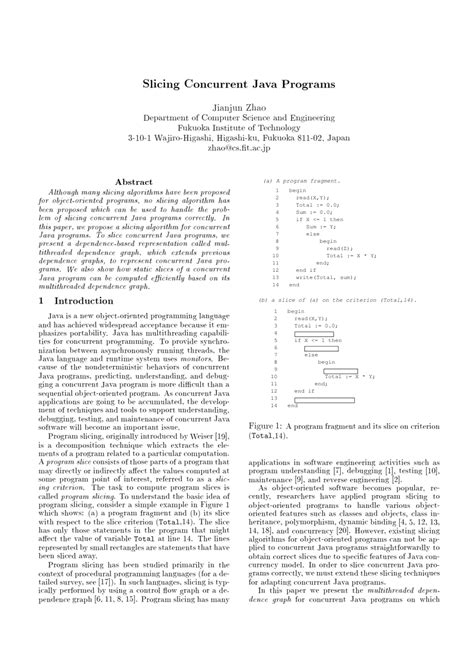 pdf slicing concurrent java programs