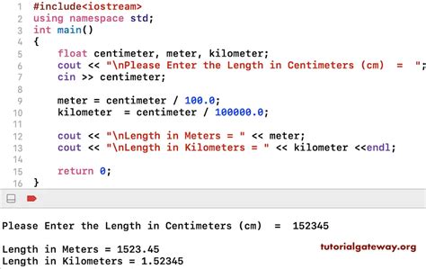 C Program To Convert Centimeter To Meters And Kilometers