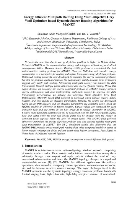 pdf energy efficient multipath routing using multi objective grey wolf optimizer based dynamic