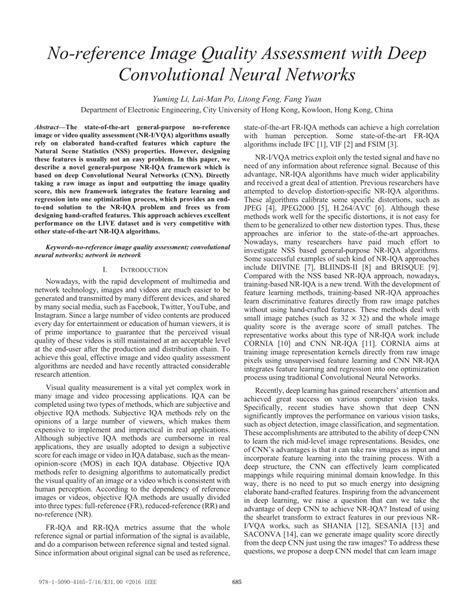 pdf no reference image quality assessment with deep convolutional neural networks