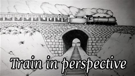 How To Draw Using 1 Point Perspective Train Track And Tunnel YouTube