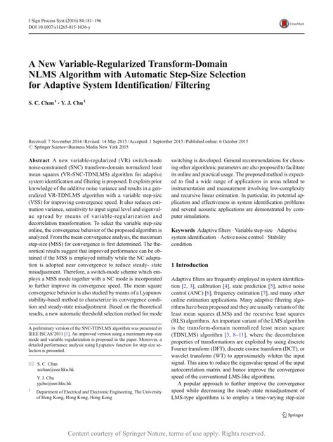 a new variable regularized transform domain nlms algorithm with automatic step size selection