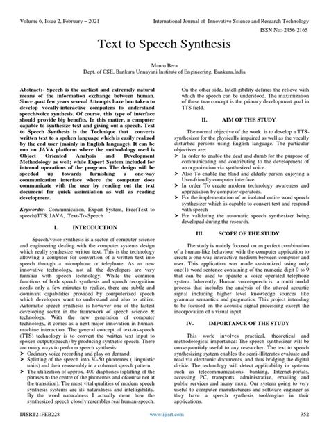text to speech synthesis pdf speech synthesis computing