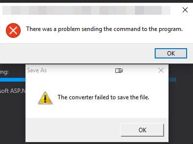 The converter failed to save the file что делать