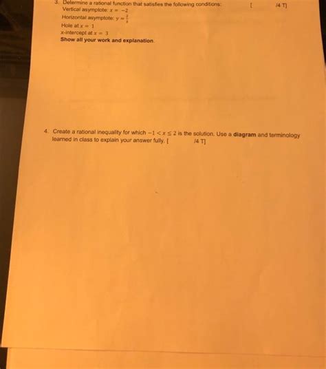 solved 3 determine a rational function that satisfies the