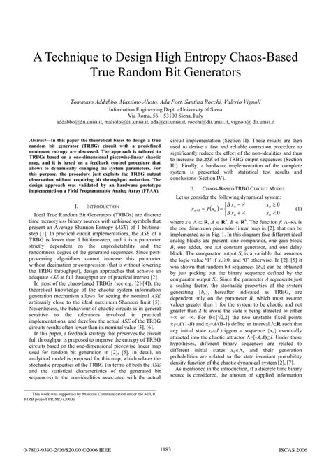 pdf a technique to design high entropy chaos based true random bit generators