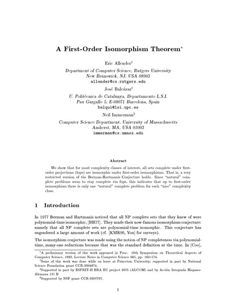 pdf a first order isomorphism theorem