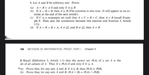 solved 1 let a and b be arbitrary sets prove a a b a
