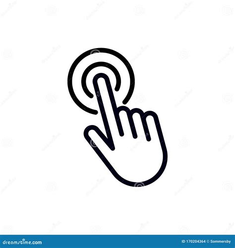 Hand Pointer Or Cursor Mouse Push Linear Icon Symbol Stock Vector