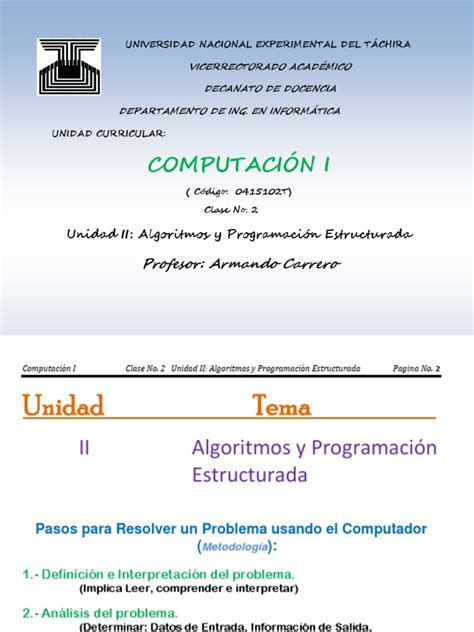 clase no 2 unidad ii algoritmos y programación estructurada pdf algoritmos programa de