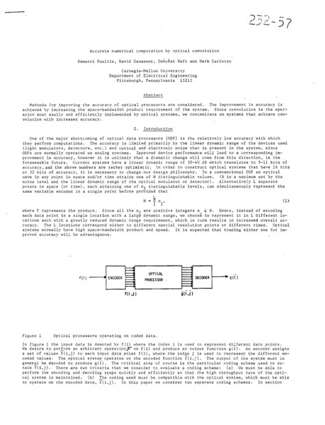 pdf accurate numerical computation by optical convolution