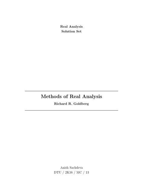 methods of real analysis pdf limit mathematics sequence