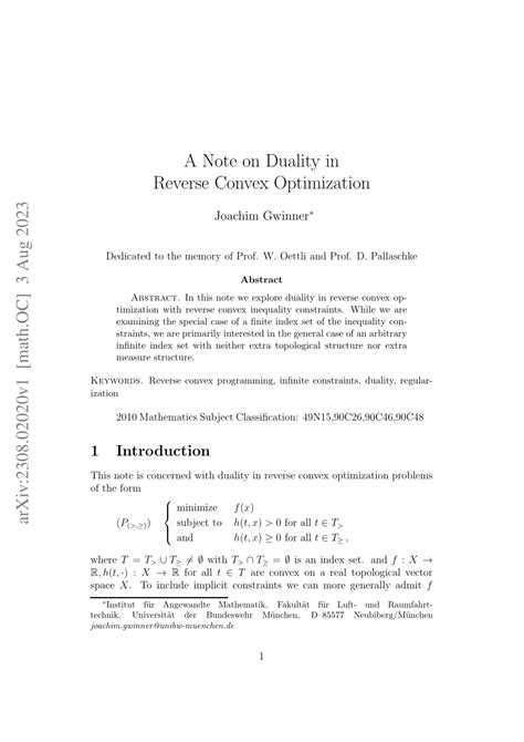 pdf a note on duality in reverse convex optimization