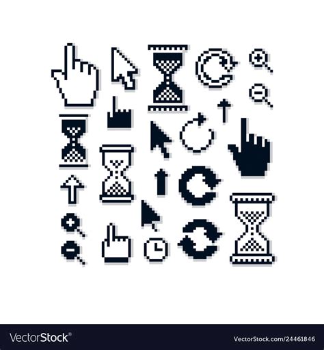 Set Of Retro Cursor Signs Made In Pixel Art Style Vector Image