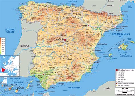Mapa Fisico De España En Grande Mapa Fisico