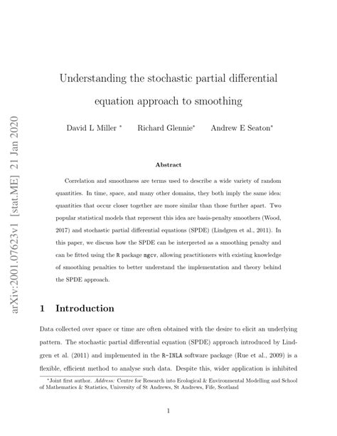 pdf understanding the stochastic partial differential equation approach to smoothing