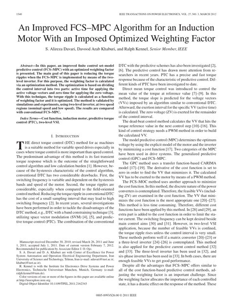 pdf finite control set model predictive torque control of induction machine with a robust